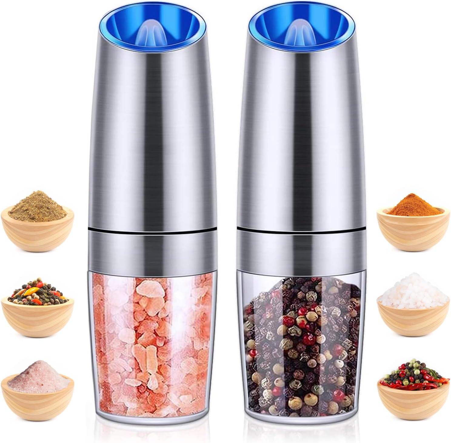Amazon.com: Lytecc Gravity Electric Salt & Pepper Grinder Set – Salt and Pepper Mill Set with ...