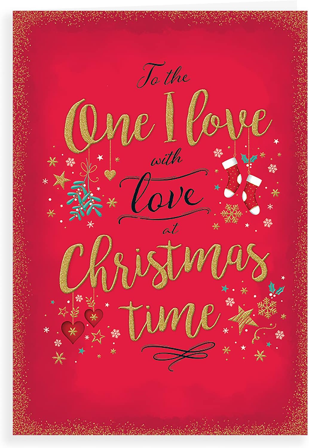 Paperlink Christmas Card One I Love Heart – Luxury Handmade Traditional ...