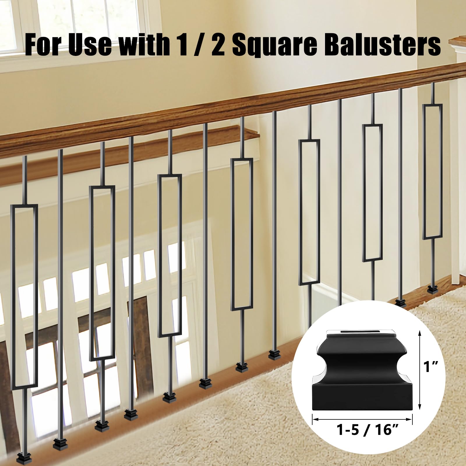 Snapklik.com : 10 Pack Wrought Iron Baluster, 44 Inches Satin Black ...