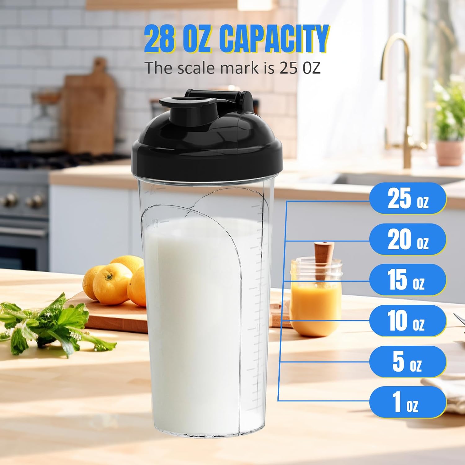Pack of 2 Protein Shaker Bottles, 700 ml, Leak-Proof Screw Lid, BPA ...