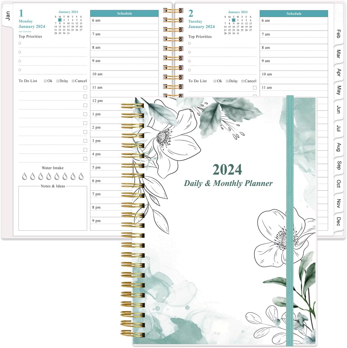 2024 Daily & Monthly Planner, One Page Per Day, Daily Planner 2024 from ...