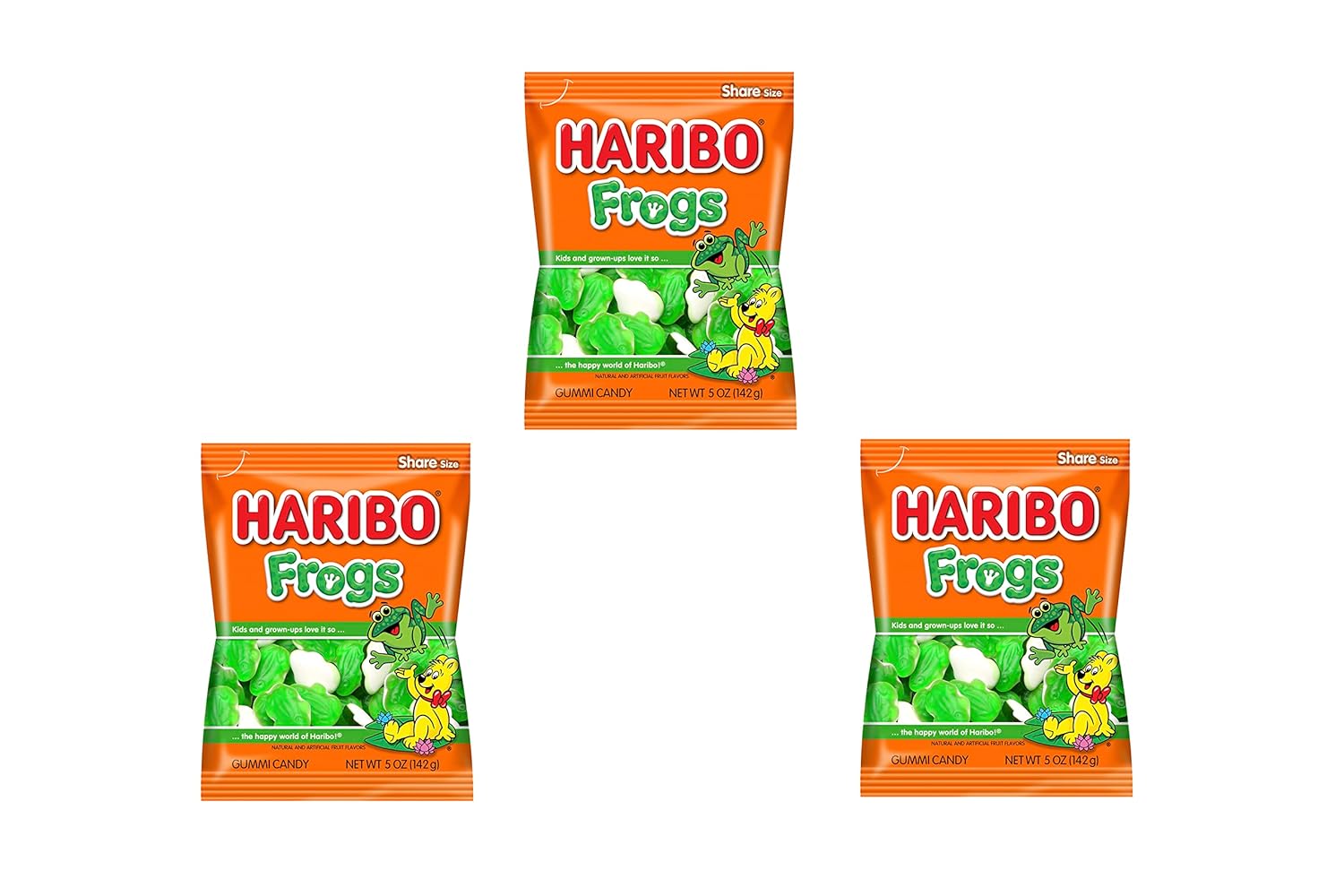 Amazon.com : Haribo Gummy Frogs Pack of 3 (5 oz Bags) | Gummi Candy Peg ...