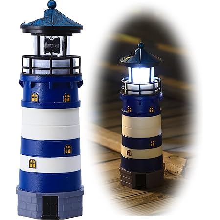 Gifts & Decor Solar Powered Outdoor Garden Lighthouse