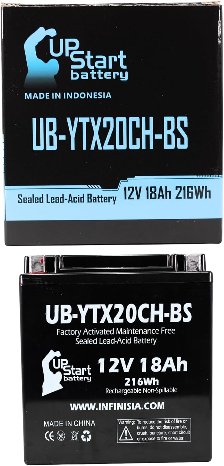 UB-YTX20CH-BS Battery Replacement for 2005 Suzuki LT-A500F Vinson 4WD ...
