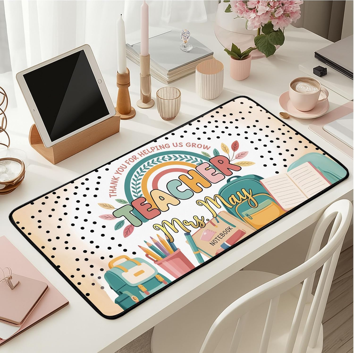 Amazon.com: Custom Teacher Desk Mat with Name – Large Composition ...