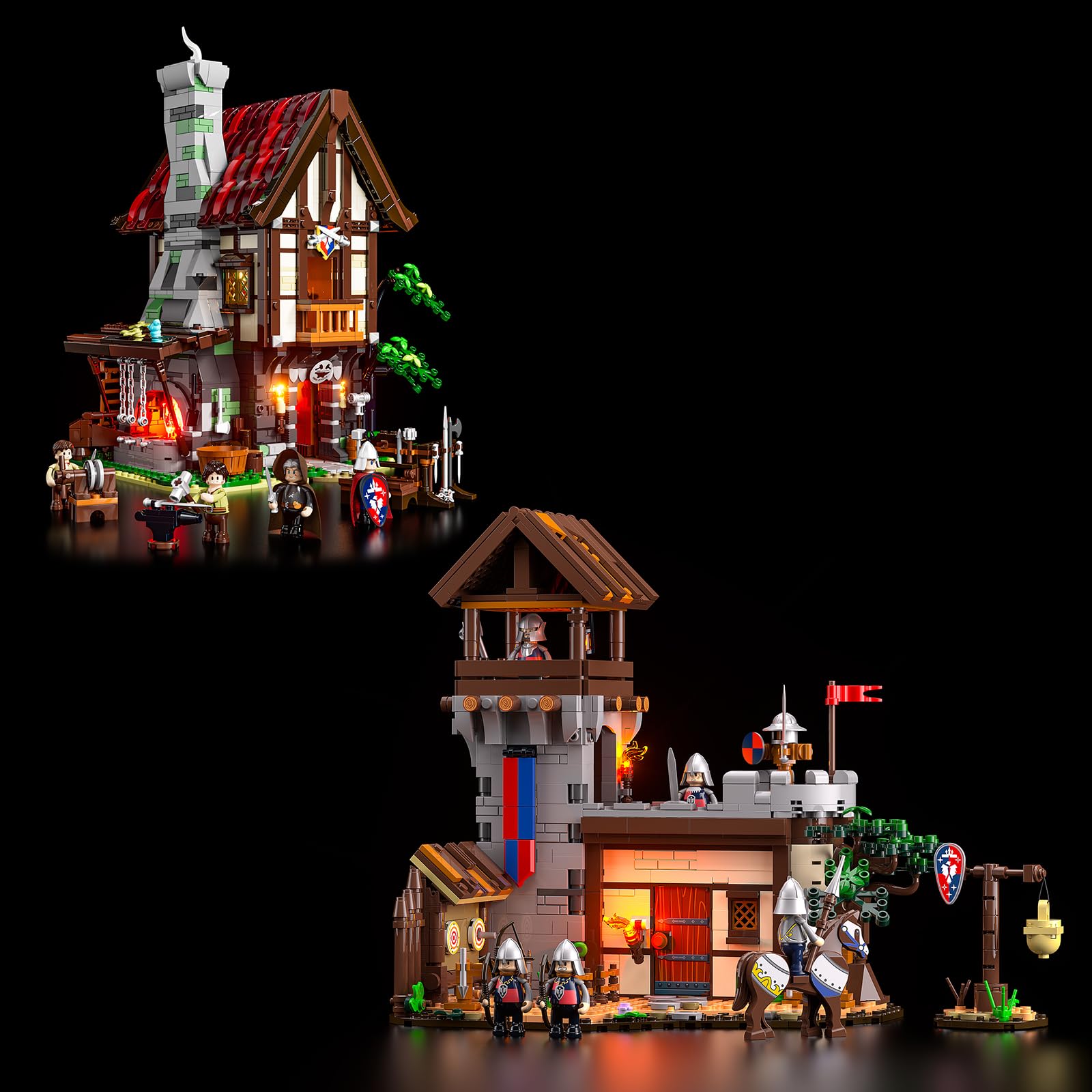 Amazon.com: FUNWHOLE Lighting Building Bricks Set Medieval Training ...