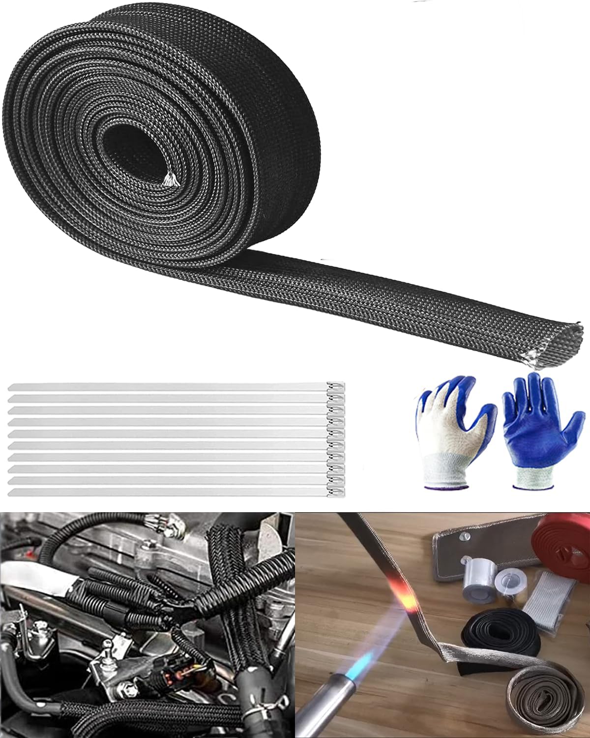 Amazon.com: Spark-Plug Wire Heat Shield Sleeve - 1" ID X 10FT 2500°F ...