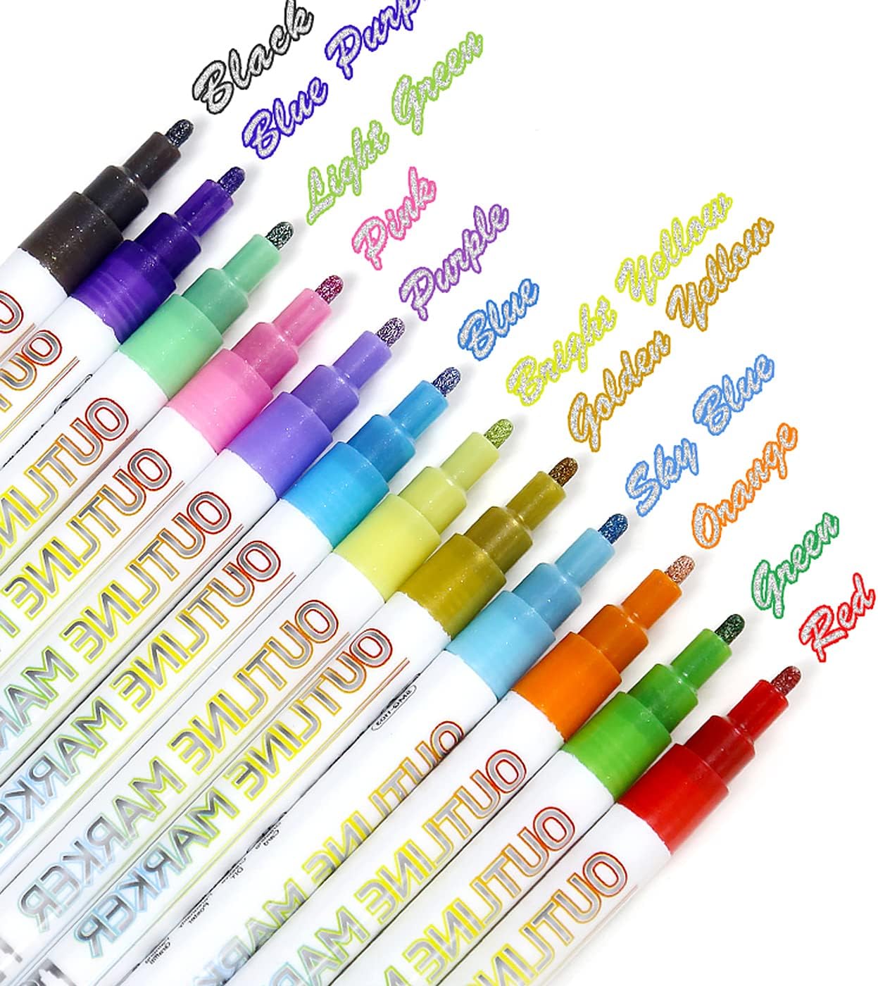 Amazon.com : Outline Markers Set 12 Color Art Paint Markers Double Line ...