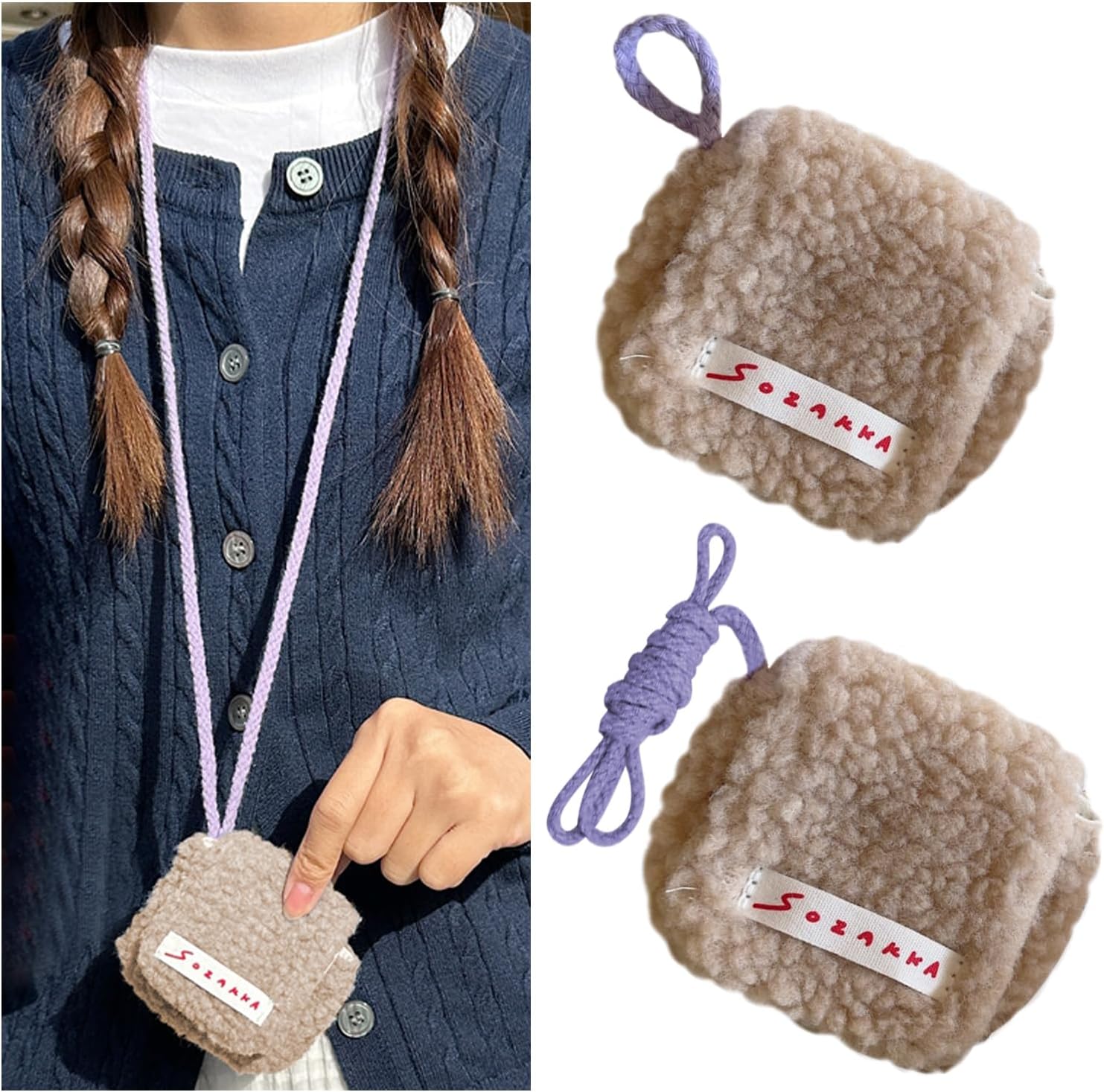 Amazon.com: EHERDM 2Pcs Mini Earphone Pouch Bags Plush Small Earphones ...