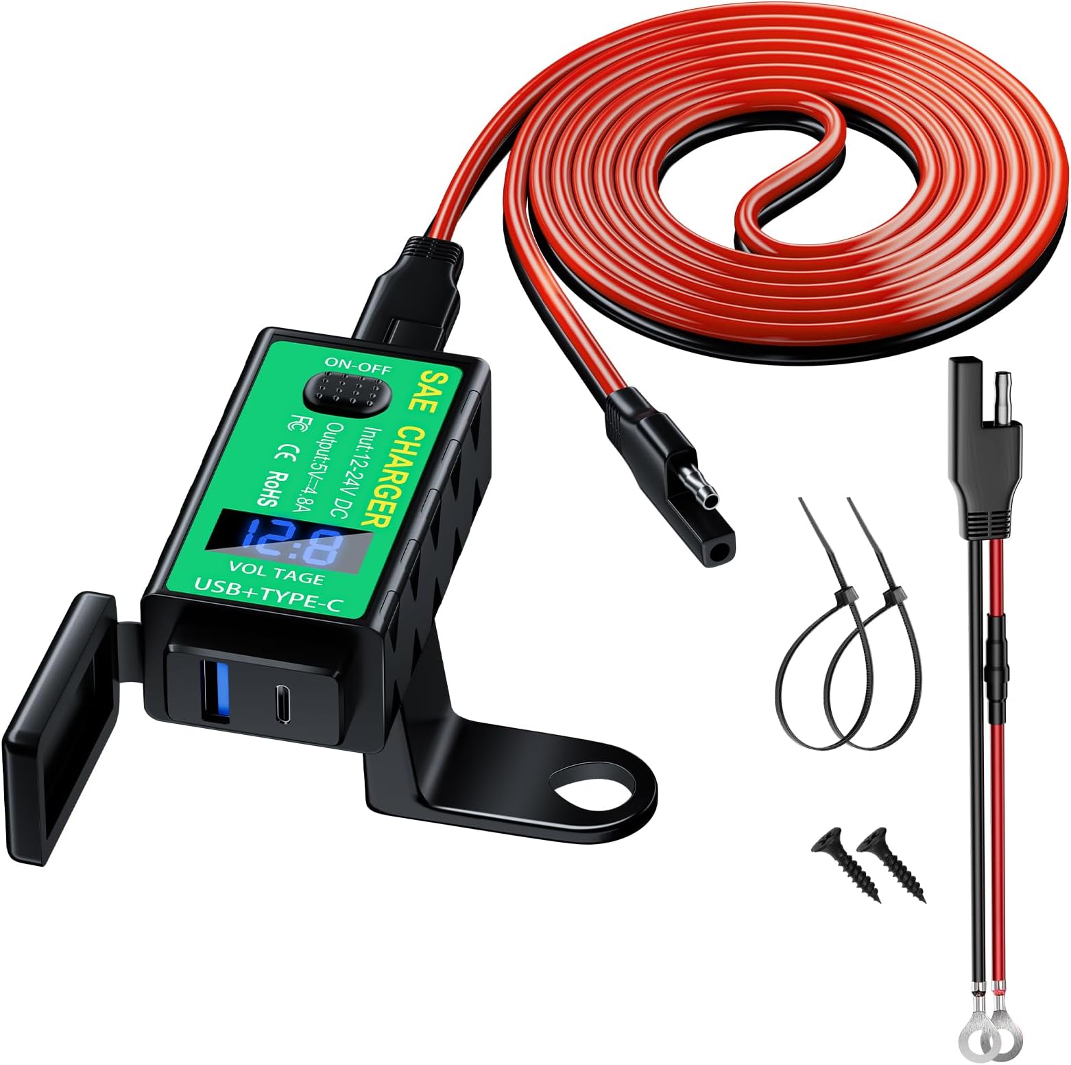 Amazon.com: EXTRACTME Motorcycle USB Charger, 6.8A Quick Charge 3.0 ...