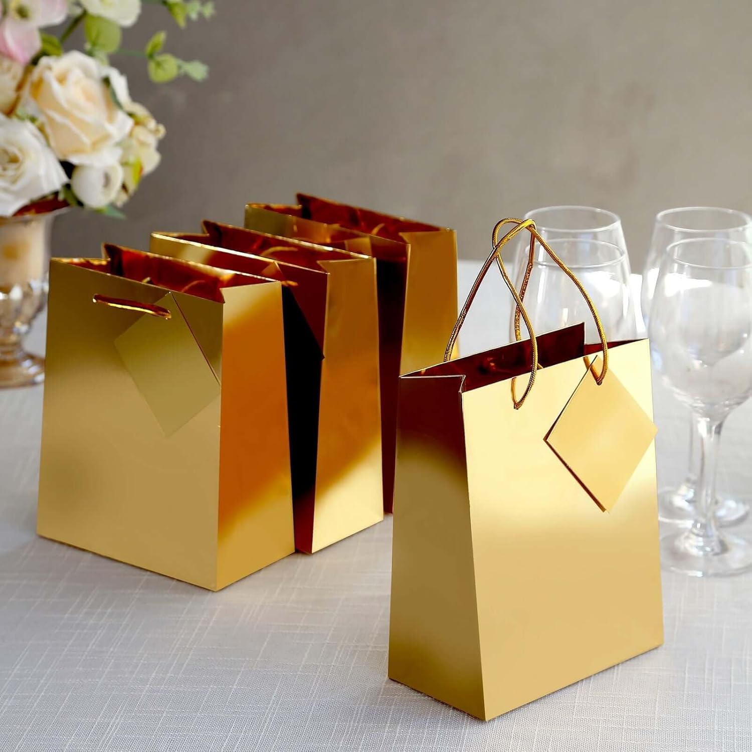 Amazon.com: Efavormart 12 Pack 6"x7" Gold Foil Paper Gift Bags with ...