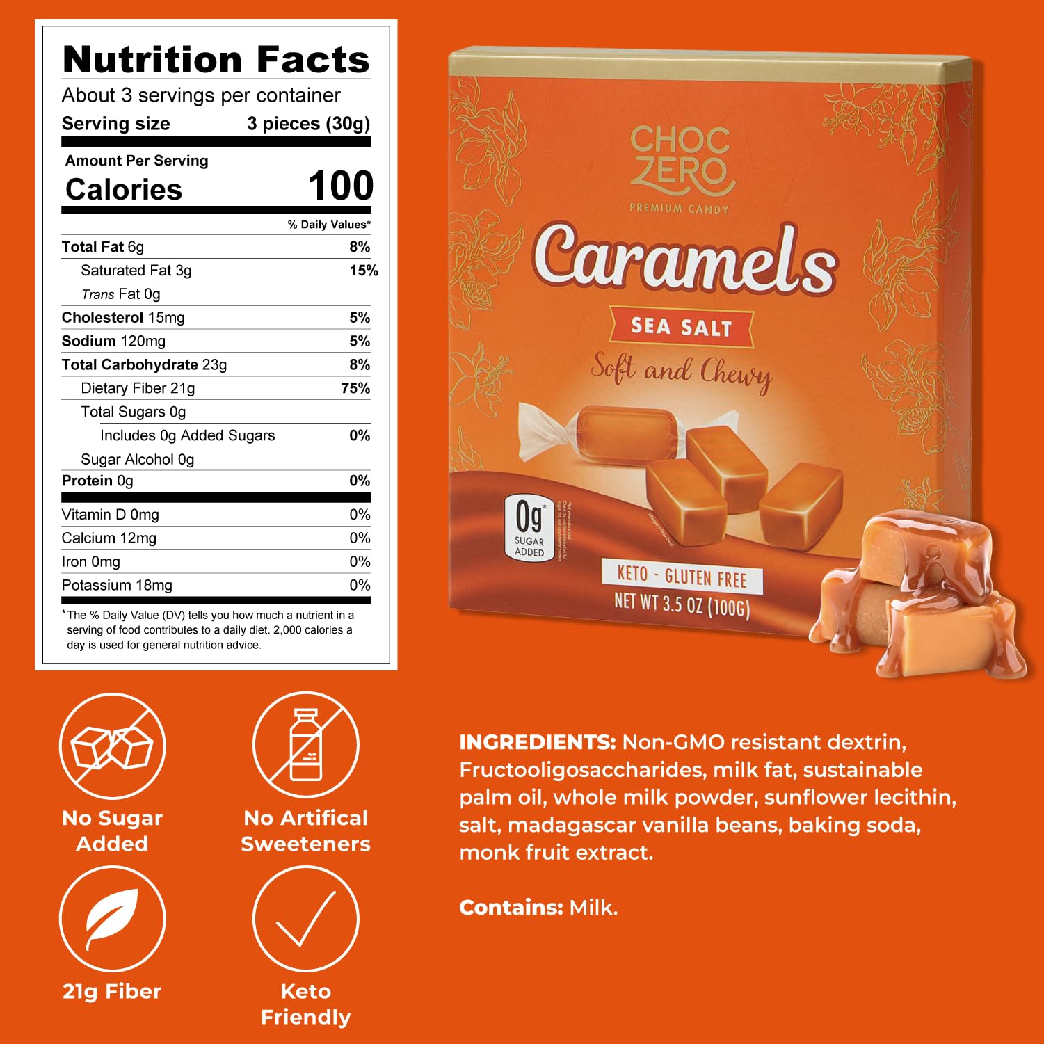 Snapklik.com : ChocZero Sugar Free Caramels - Keto Candy - All Natural ...