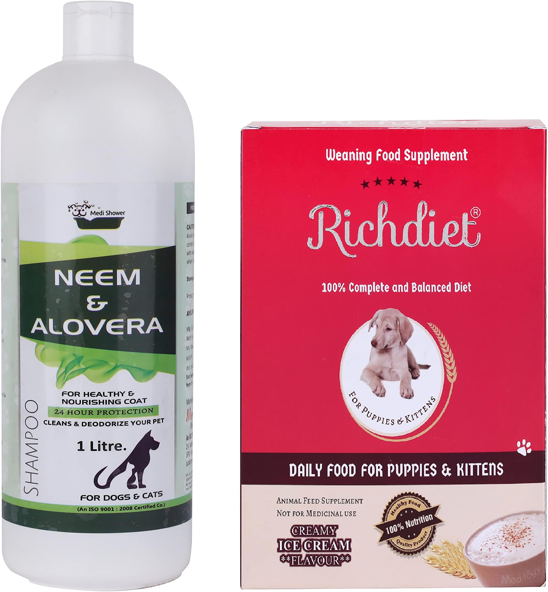 Buy Medilogy Biotech Dog Shampoo (Neem 1 Liters+Rd Food400Gm) Online at ...