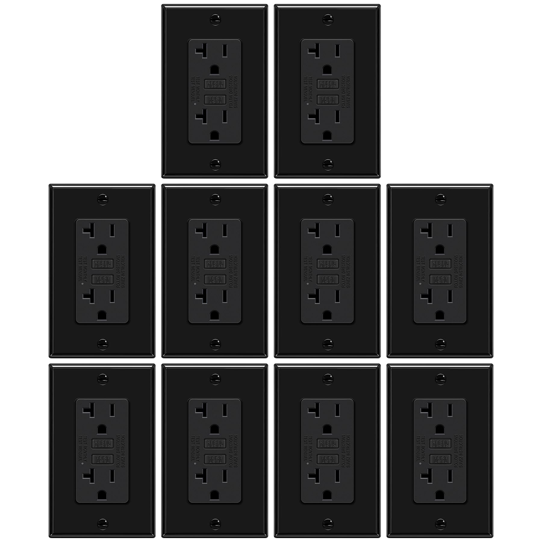 Snapklik.com : ELECTECK 10 Pack GFCI Outlets 20 Amp, Non-Tamper ...