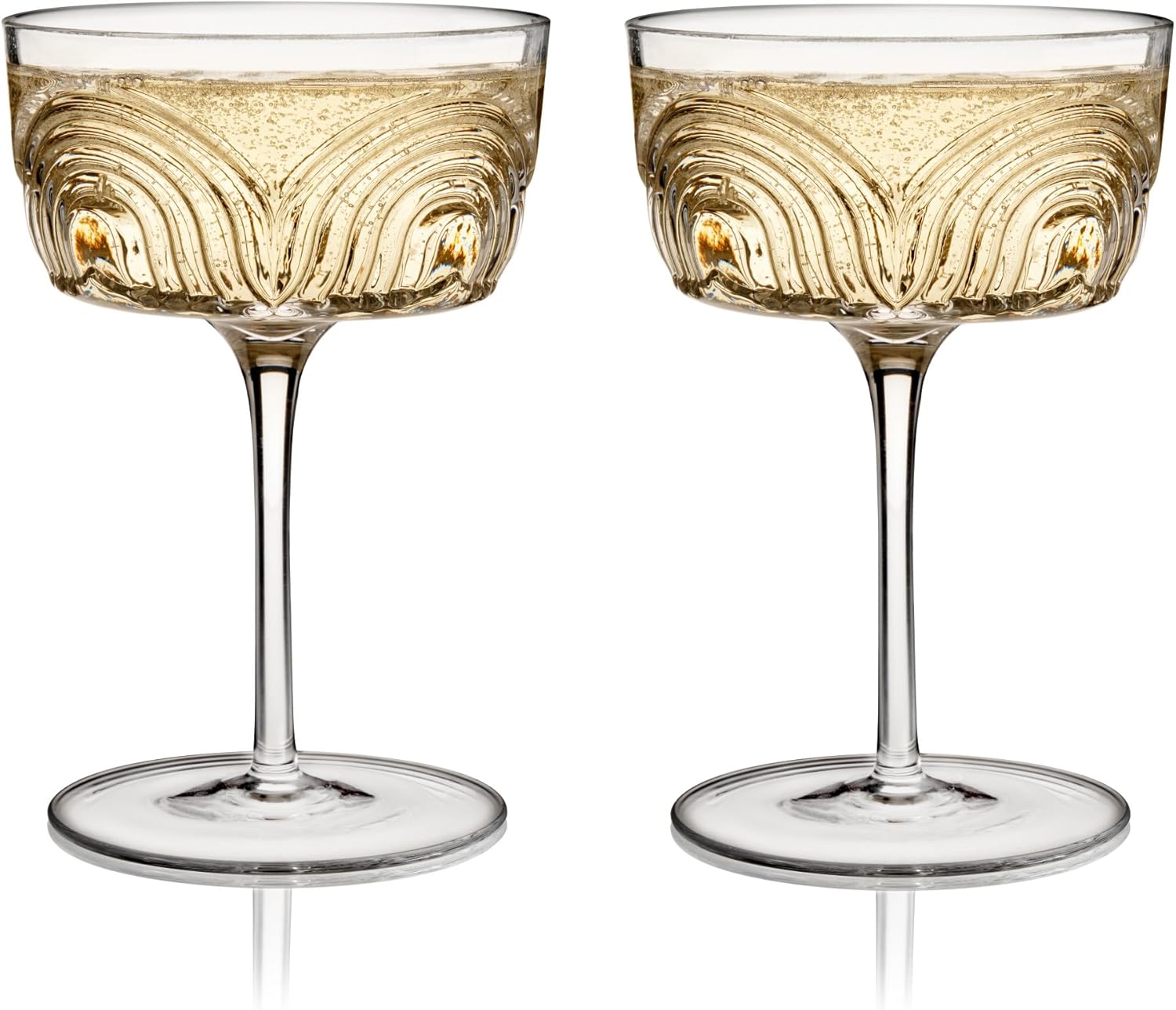 Amazon.com | Viski Beau Cocktail Coupe Glasses, Unique Cocktail Glasses ...