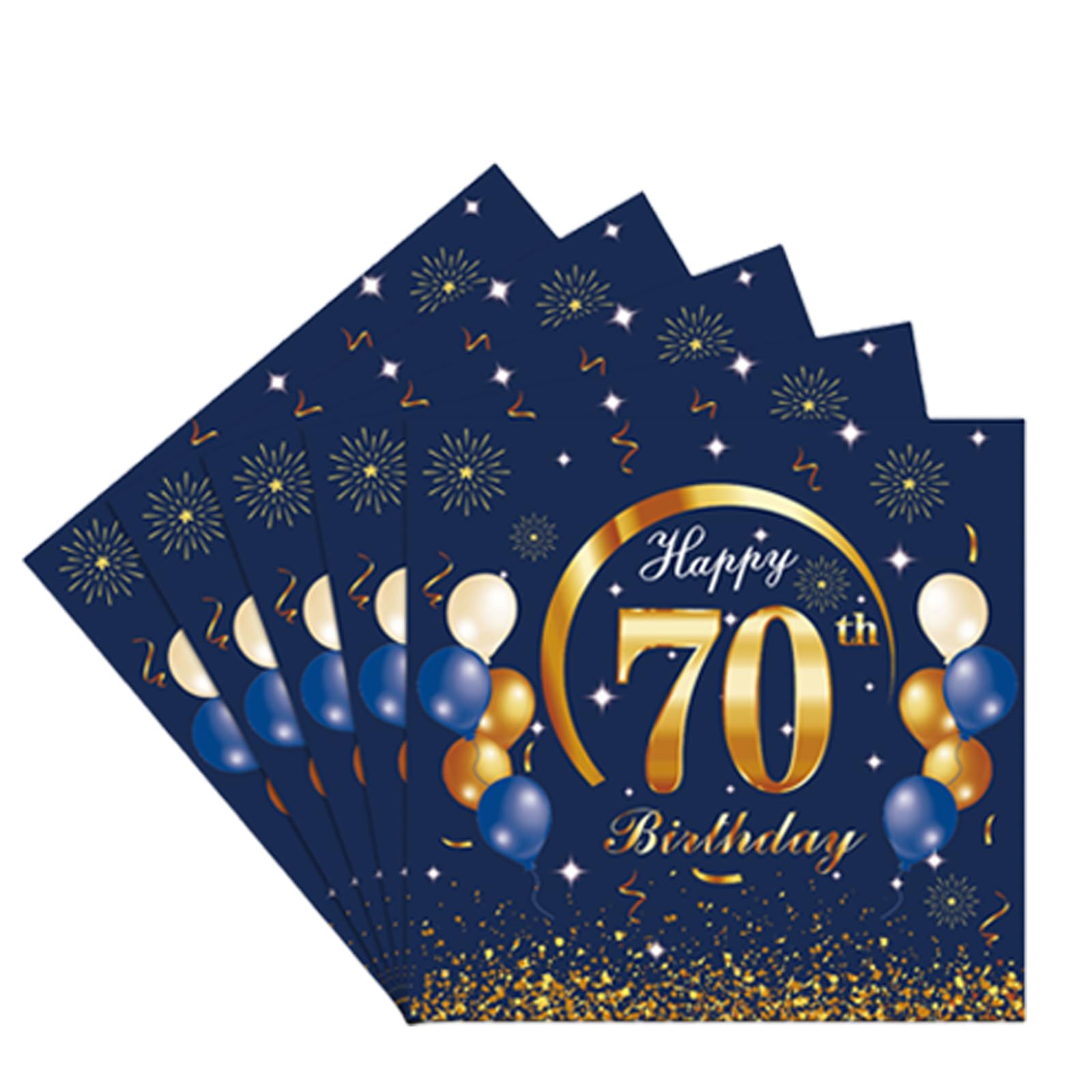 COSORO 20pcs Navy Blue Gold 70th Napkins Serviettes,Happy 70th Birthday ...