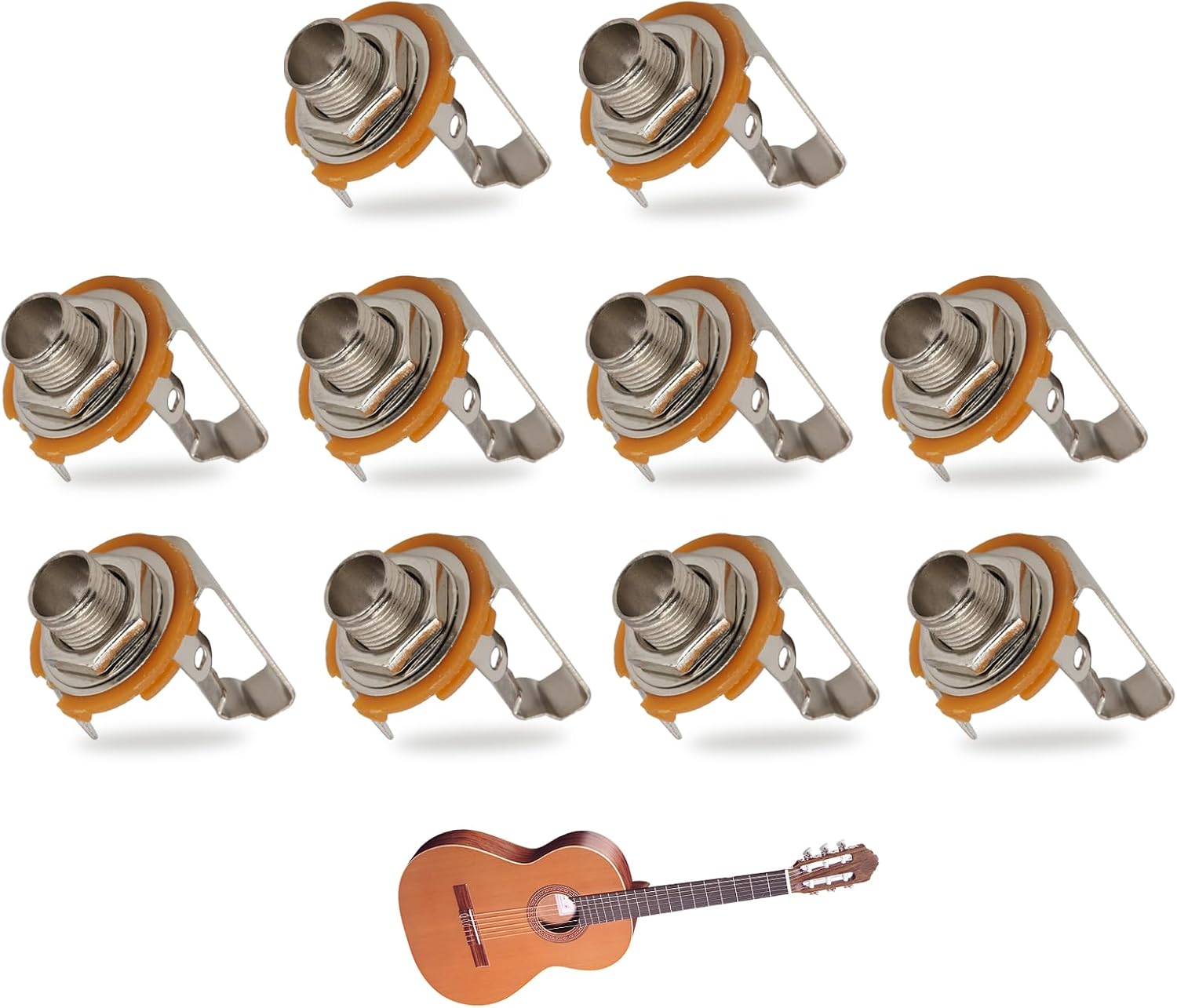 10 Pcs 1/4 Inch Female Guitar Input Jack-6.35mm TS Mono Panel Mount ...