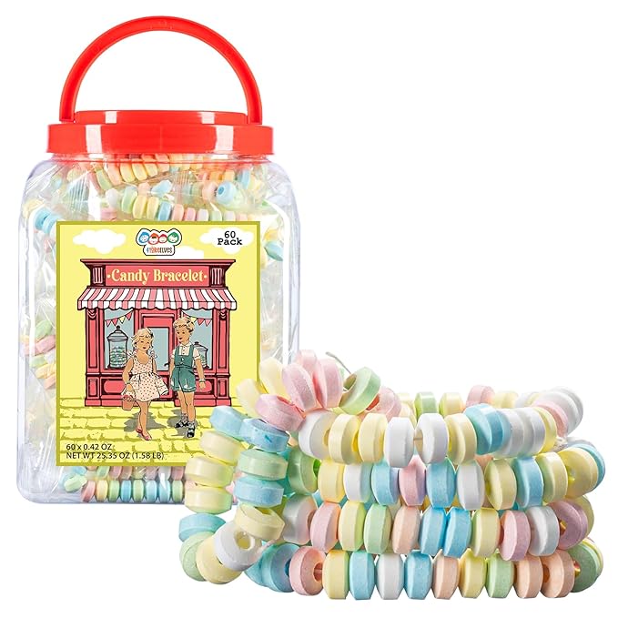 Amazon.com : 60 Candy Bracelets Individually Wrapped, Stretchable ...