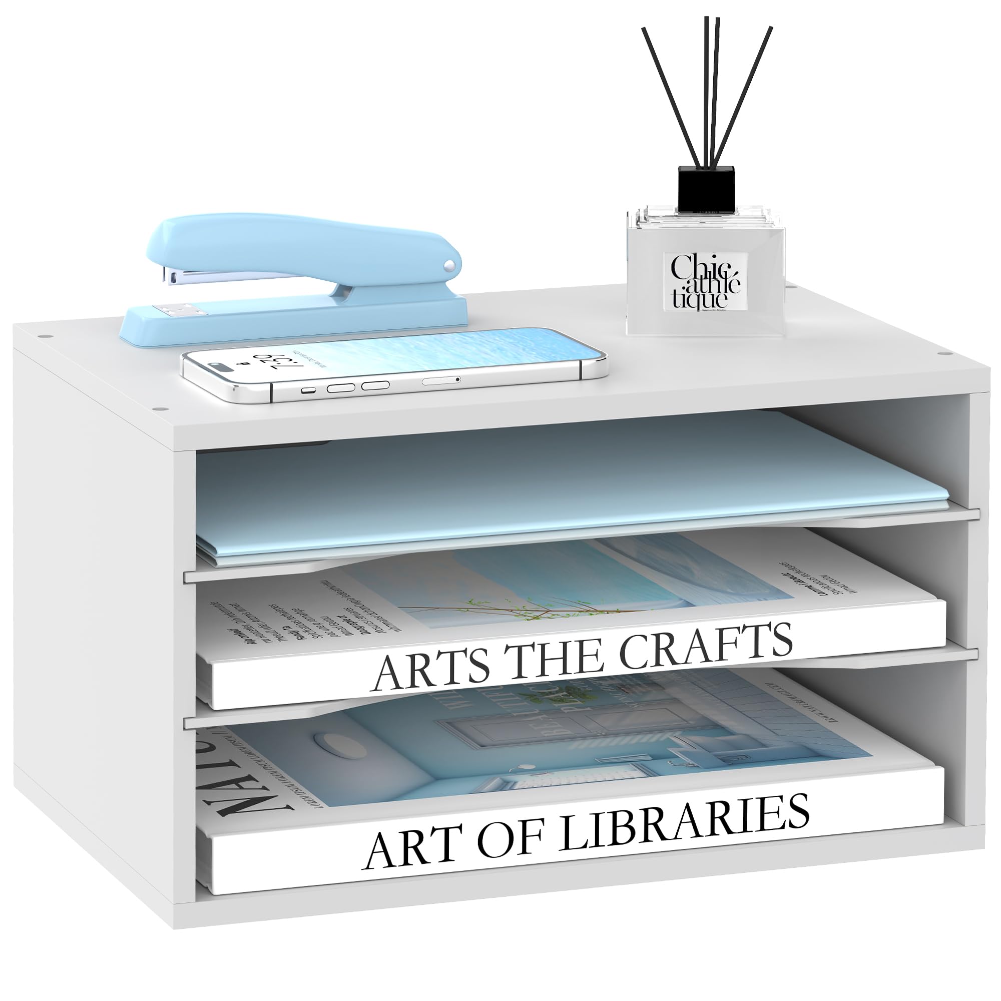 Amazon.com : SUPEASY Wood Desk Organizer, 3 Tier Paper File Organizer ...