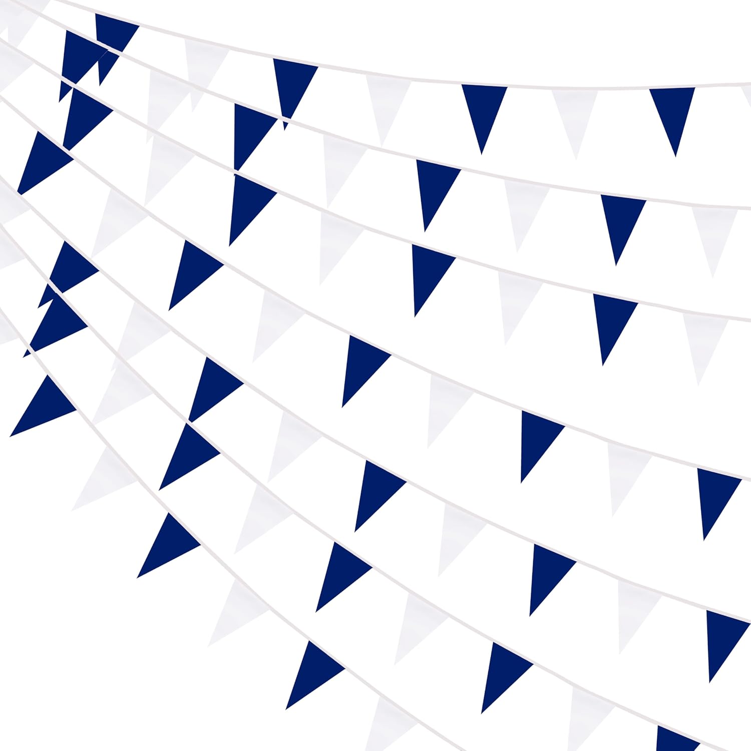 Amazon.com : 100 Feet Dark Blue & White Pennant Banner Flags String ...