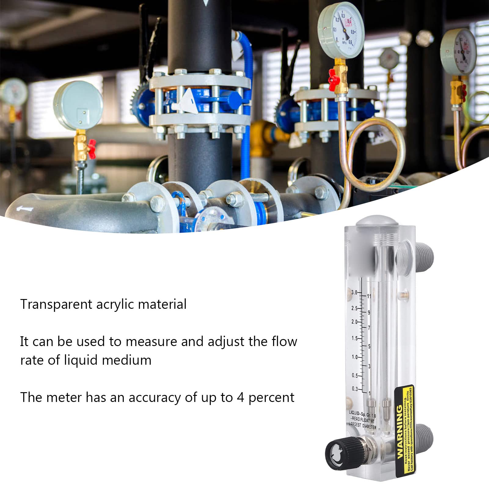 Snapklik.com : Liquid Flowmeter, Acrylic Transparent Water Meter, 0.3 ...