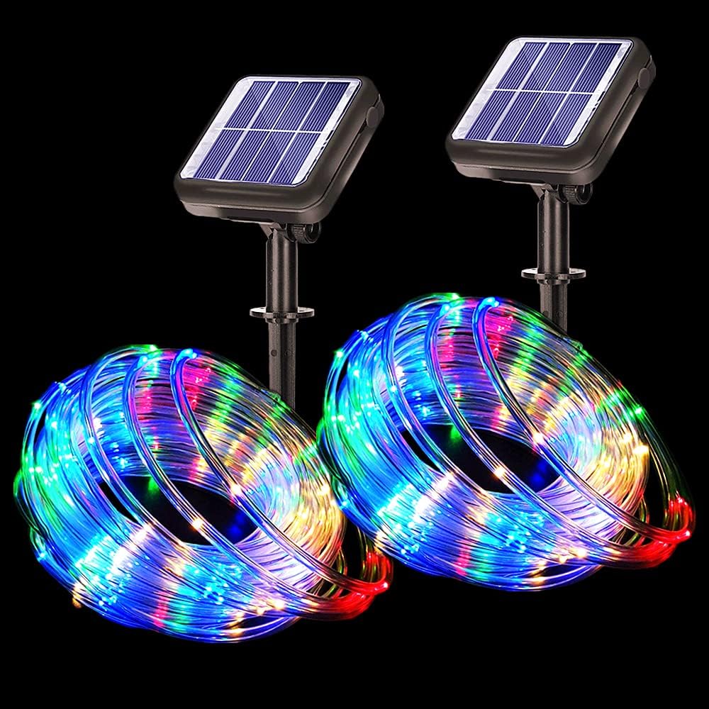 Solar Rope Lights, 40ft 120 LED Rope Lights Outdoor with 8 Modes Color ...