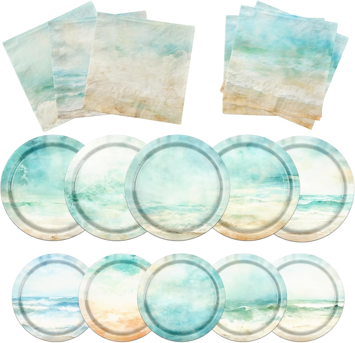 Amazon.com: TEMYAXU Beach Party Decorations Tableware, 60 Pcs Sea Party ...