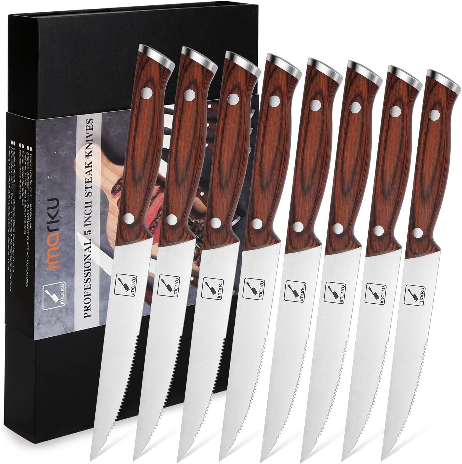 Amazon.com: BRODARK Steak Knives Set of 8: 4.5 Inch Damascus Non Serrated Razor-Sharp Full Tang ...