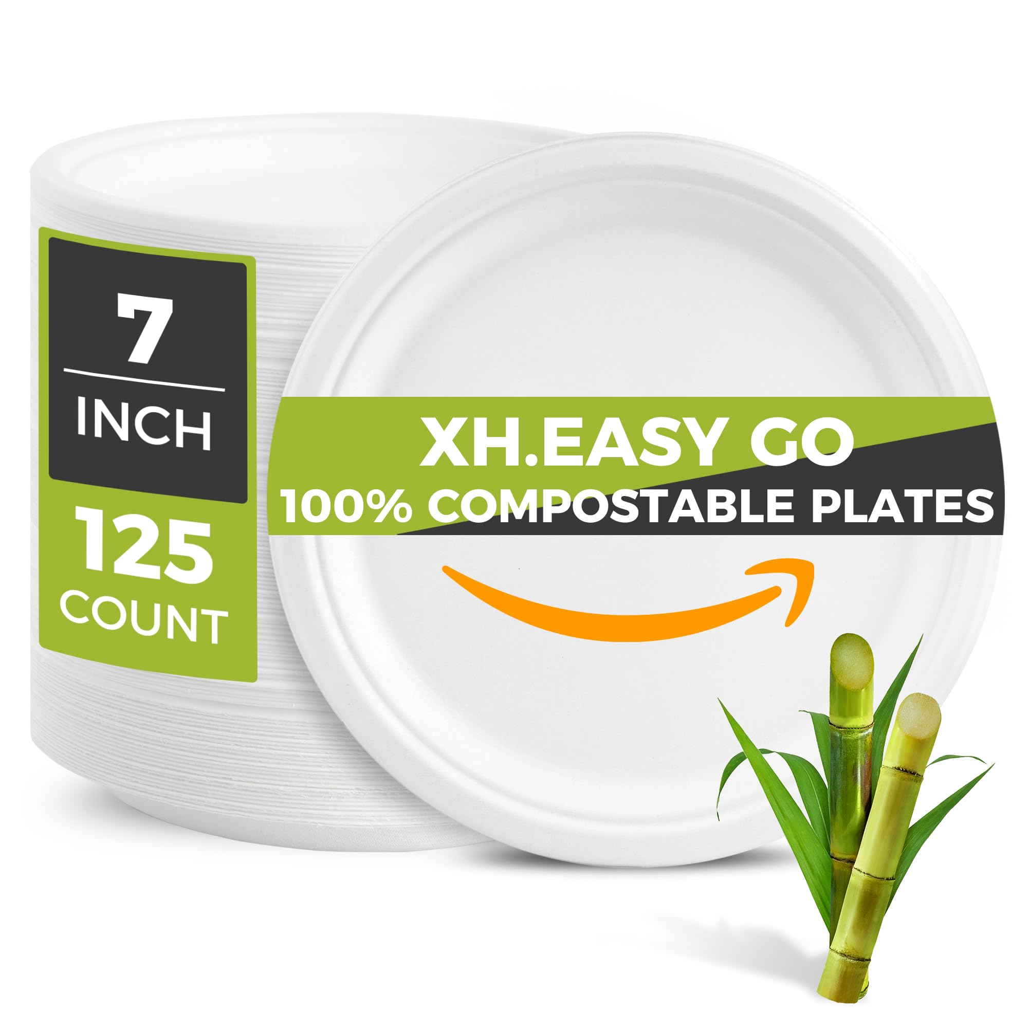 Amazon.com: XH.Easy Go Paper Plates 7 Inch [125 PCS], Heavy-Duty ...