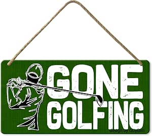 Amazon.com : Gone Golfing Funny Golf Ball Rustic Hanging Printed Wall ...