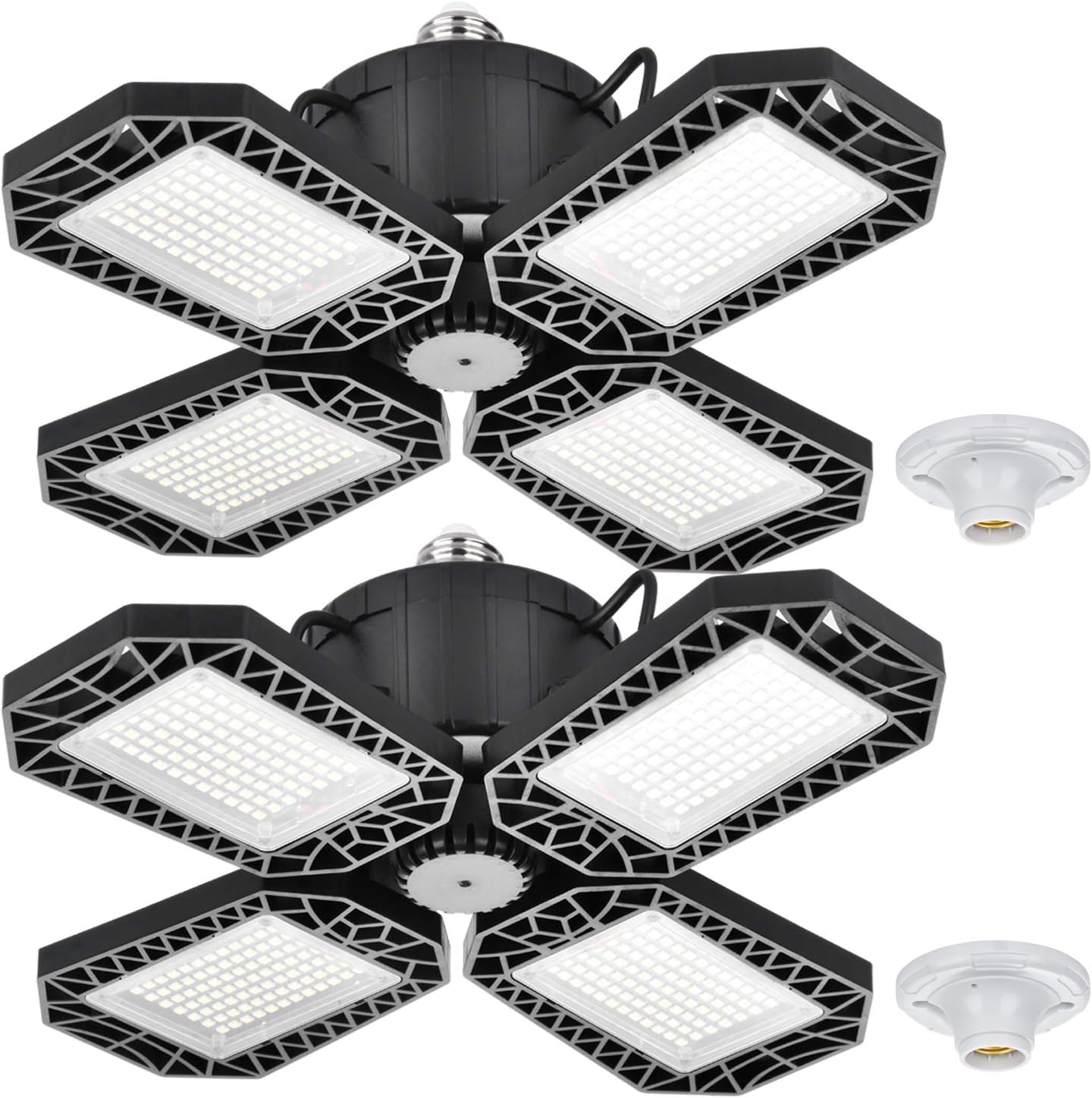 Mefflypee 2 Pack LED Garage Lights, 120W Deformable LED Garage Ceiling ...