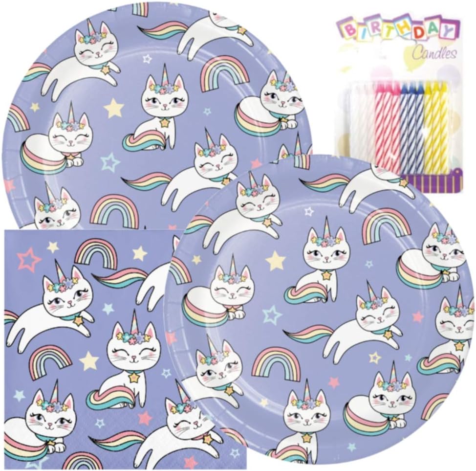 Amazon.com: Sassy Caticorn Birthday Party Pack – Includes 7” Paper ...