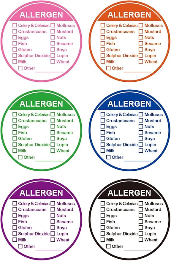 2 inch 150PCS 6 Color Allergen Warning Stickers Labels Food Rotation ...