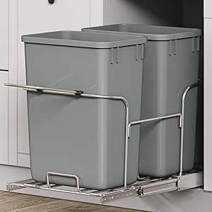 YITAHOME 2x30L Pull Out Kitchen Bin Under Counter Bin with Handle for ...