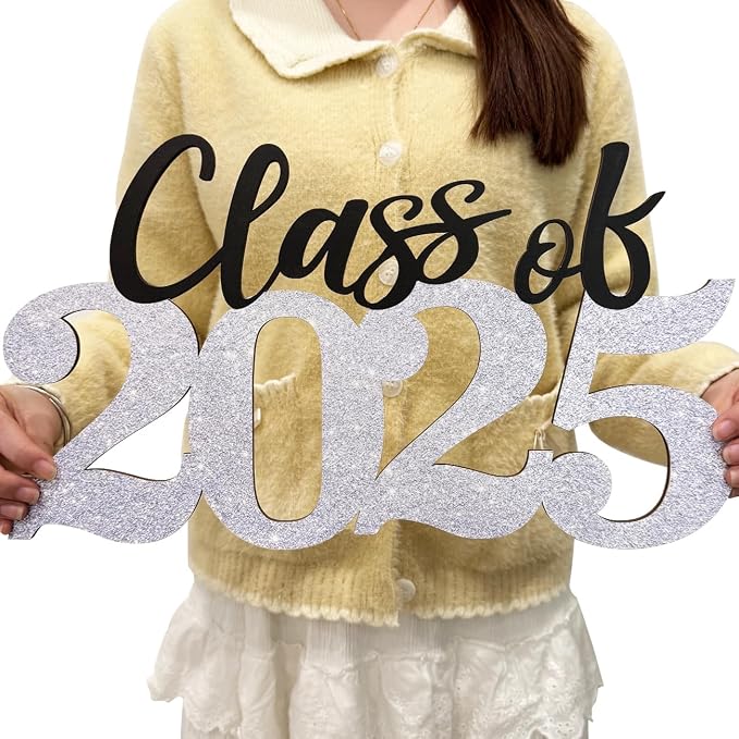 Amazon.com: Graduation Decorations 2025 Wood Sign Sliver Class of 2025 ...