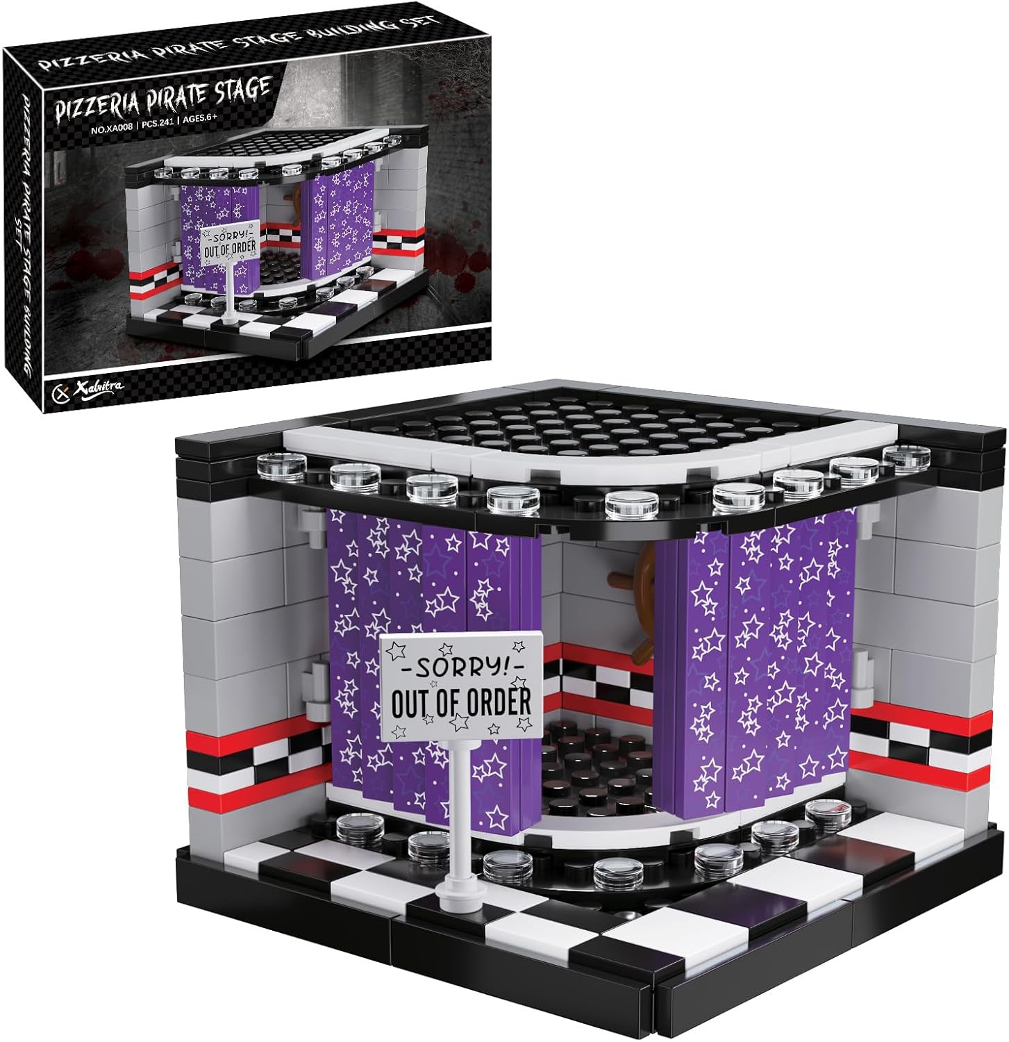 Five Nights Halloween FNAF Pirate Stage Pizzeria Cove Building Blocks ...