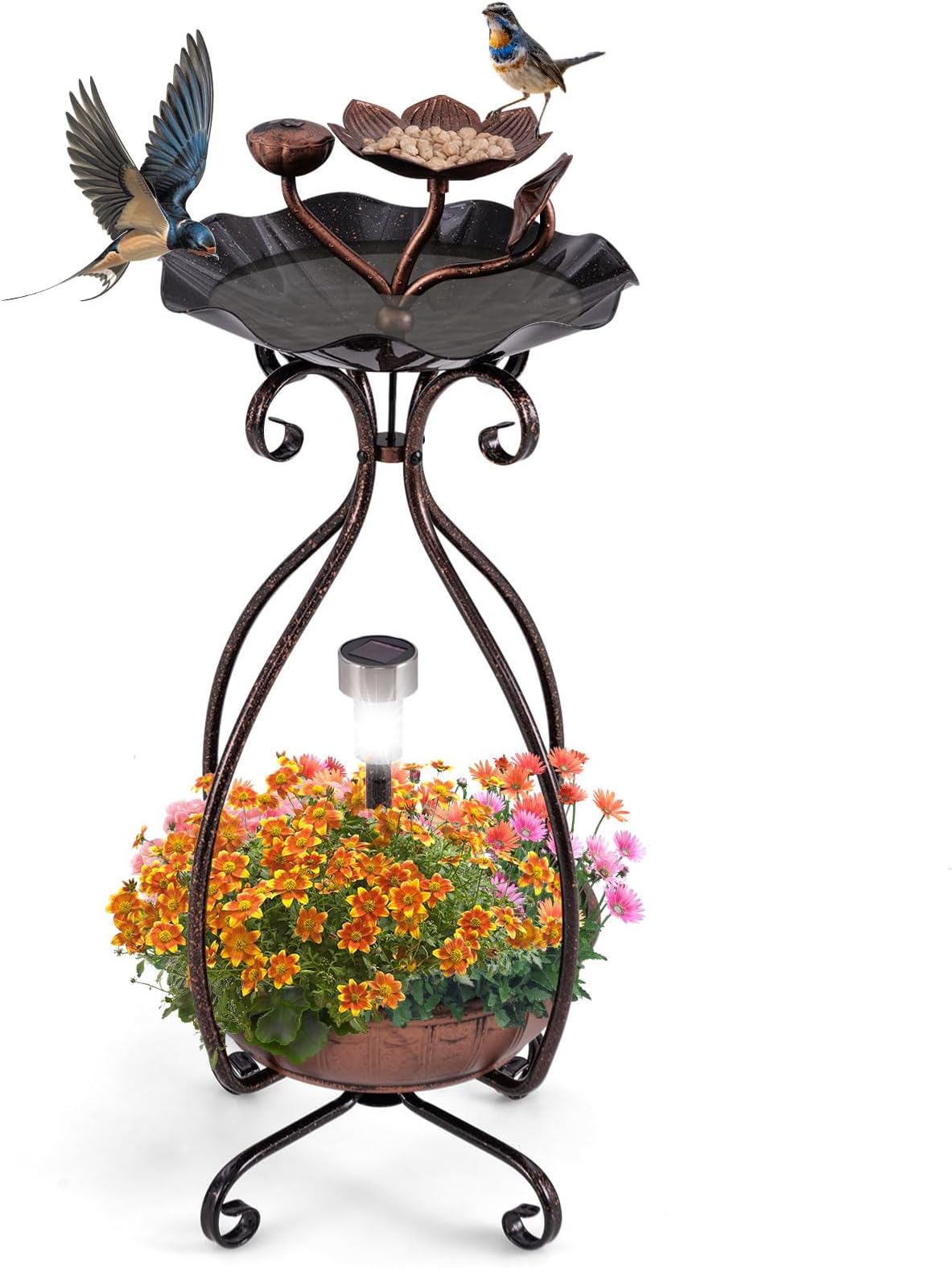 Amazon.com: Giantex 42 inch Bird Bath Solar Lighted, Pedestal Bird Bath ...