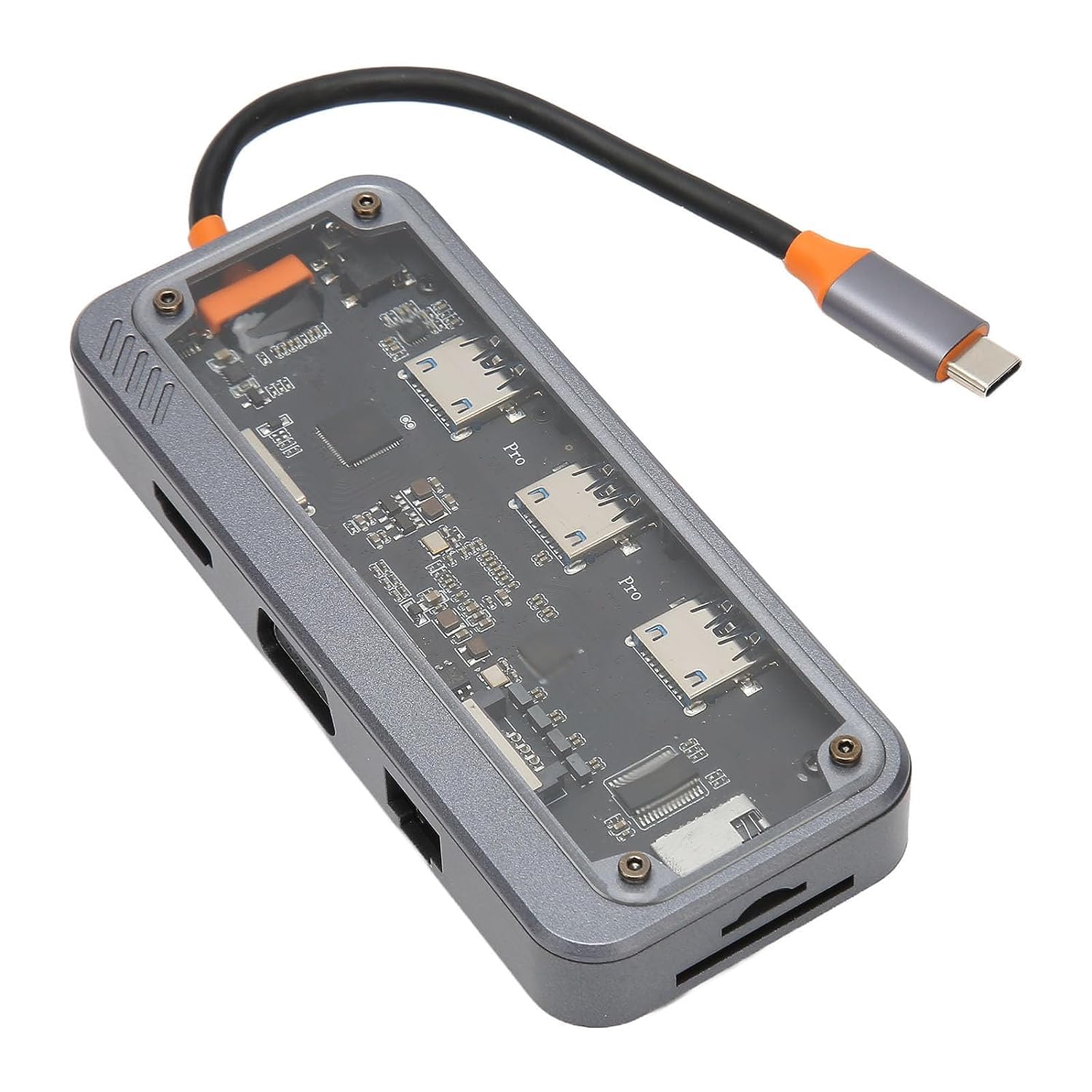 ULTRABYTES USB C Hub Transparent, USB Hub Multi TypeC 10Port Splitter ...