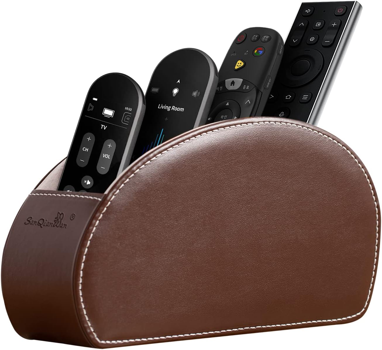 Amazon.com : PU Leather Remote Control Holder,TV Remote Caddy with 5 ...