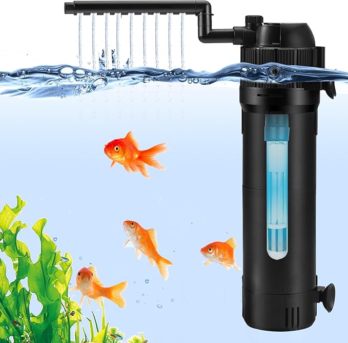 Internal Fish Tank Filter, 5 in 1 Adjustable Aquarium Filter Pump with ...