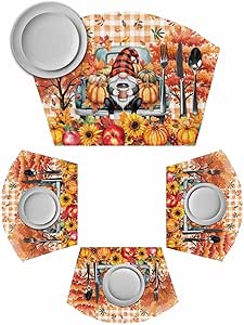 Amazon.com: Fall Pumpkins Round Placemats Set of 2, Gnomes Thanksgiving ...