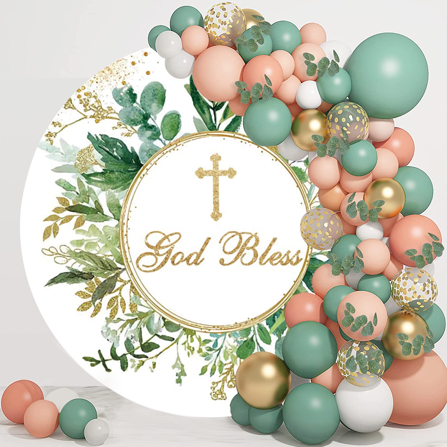 DASHAN Baptism Decorations Backdrop for Girls First Communion Decor for ...