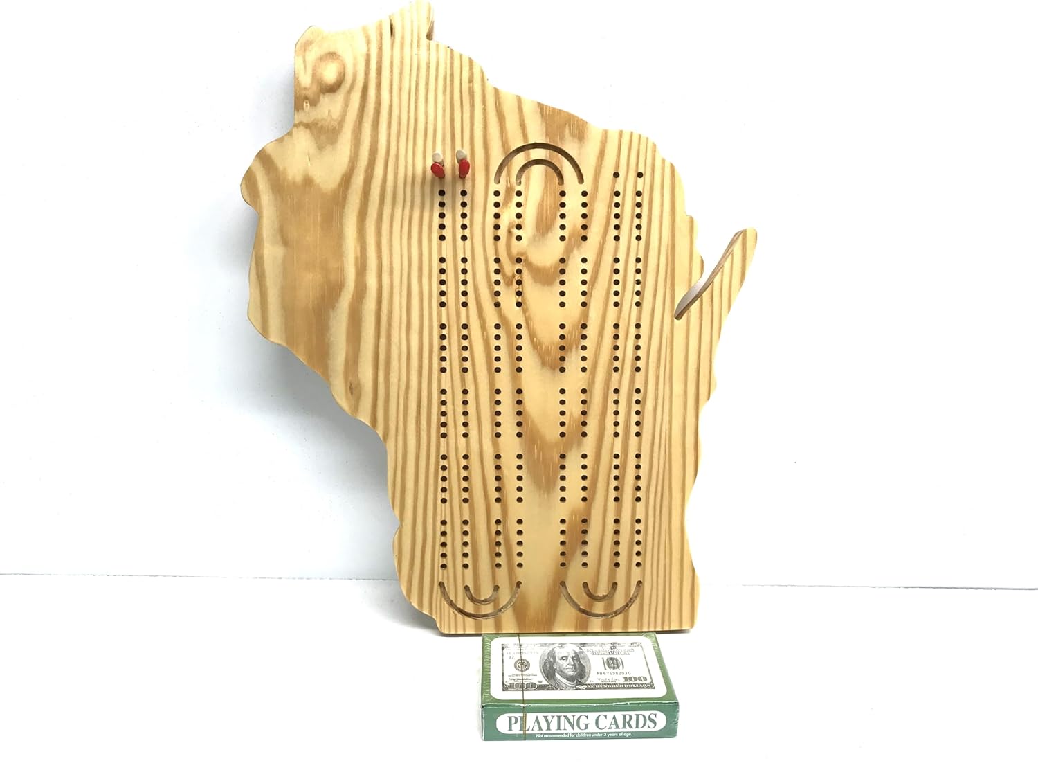Amazon.com: Wisconsin Shaped Cribbage Board, With Cards and Pegs ...