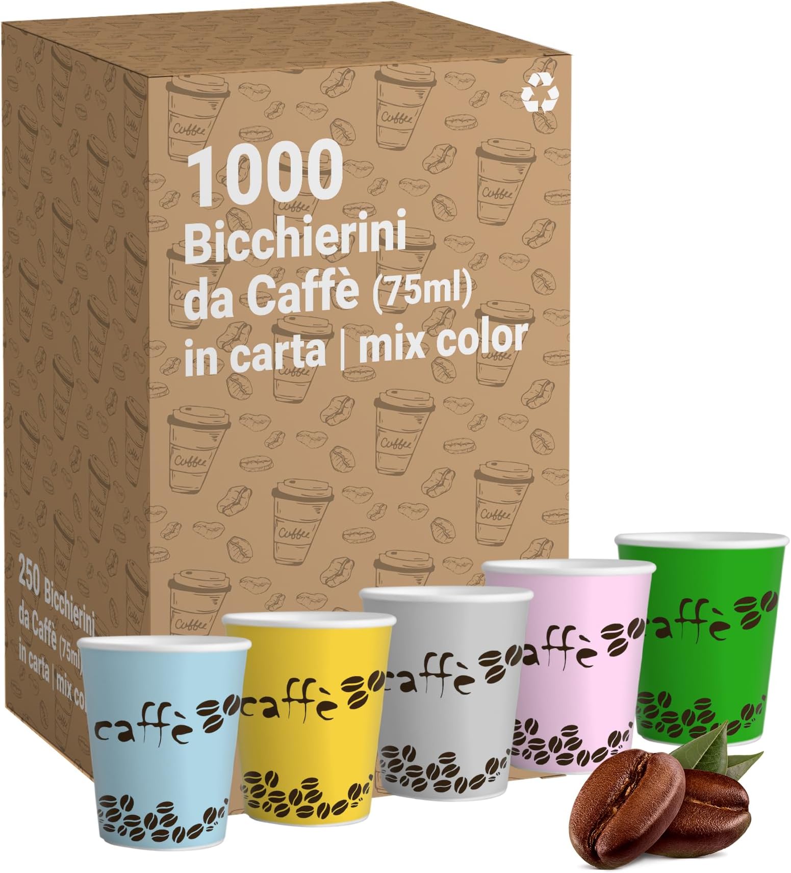 GM 1000 Pezzi Bicchieri da Caffè in Carta Colorati da 75 ml ...