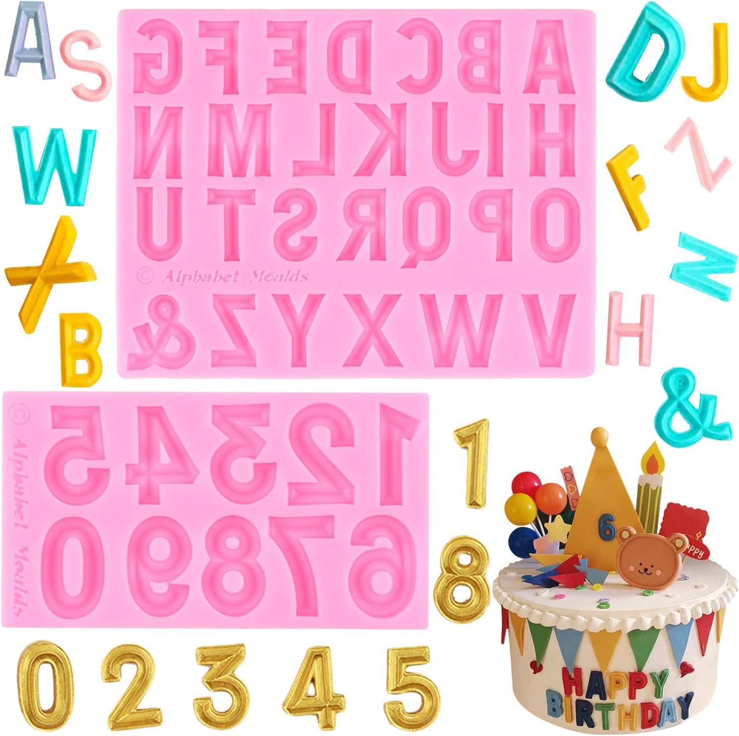Amazon.com: ZiXiang Letter Silicone Molds Number Fondant Molds ...