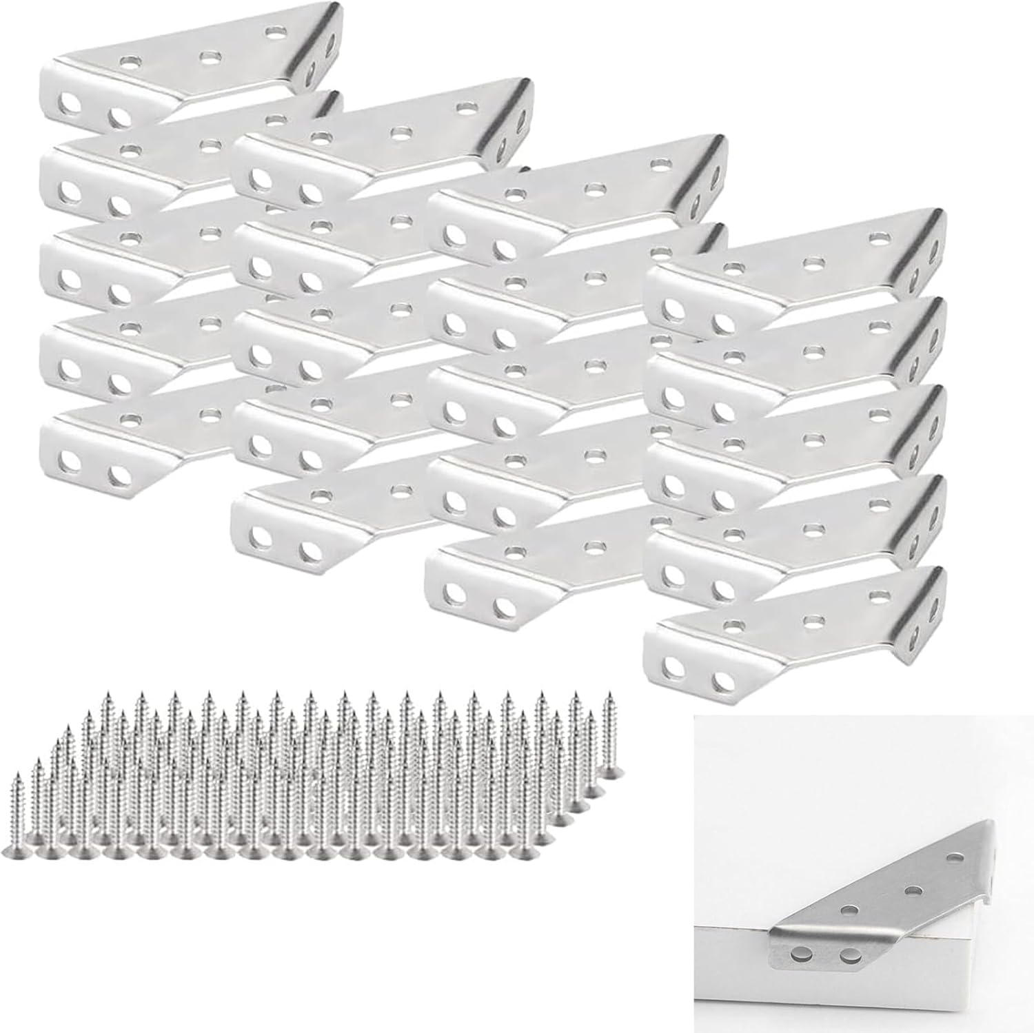 20PCS Trapeziform Angle Brackets Stainless Steel Multifunction Triangle ...