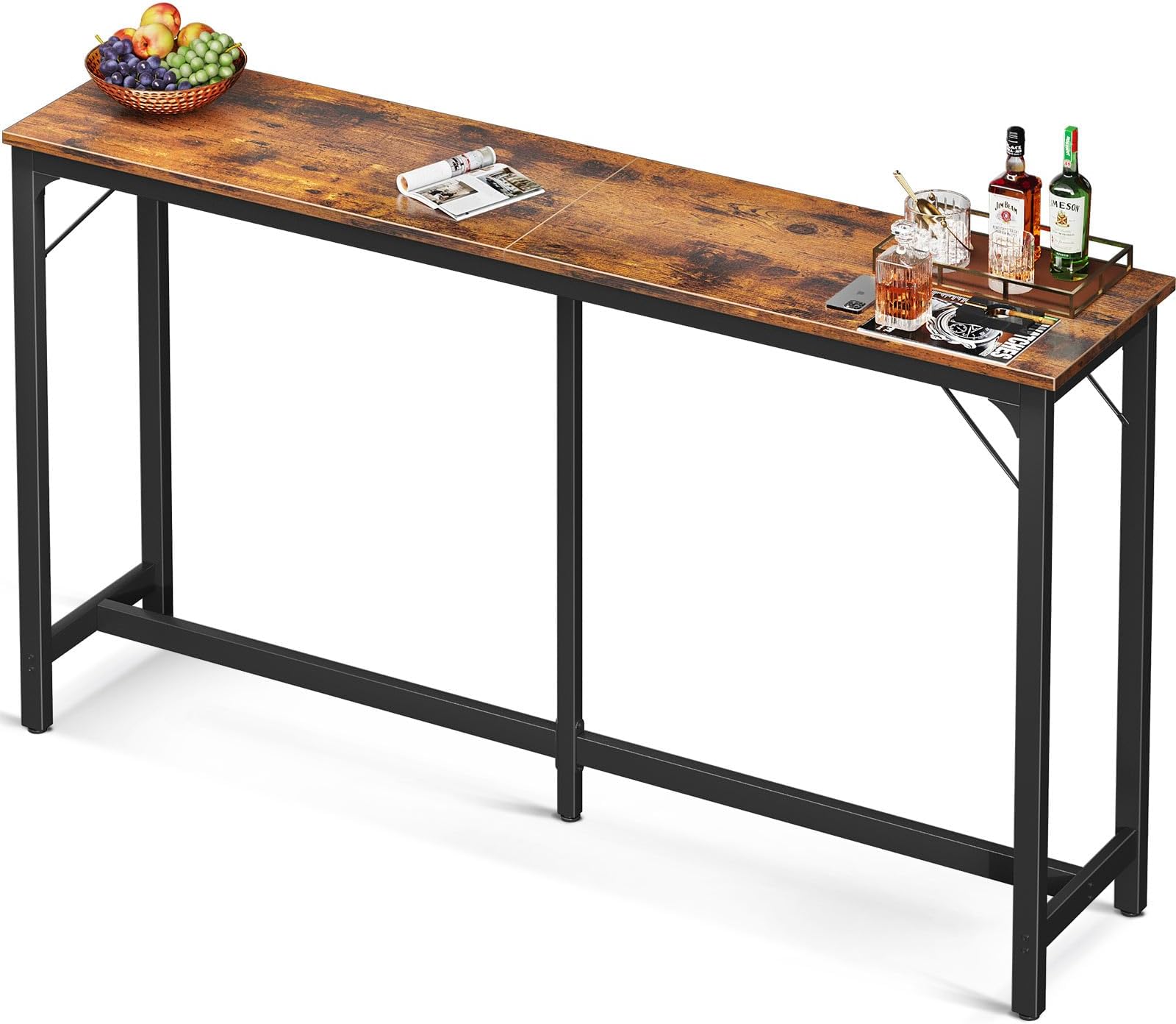 Amazon.com: AUQMTAIN Solid Wood Bar Height Table, Live Edge Dining ...