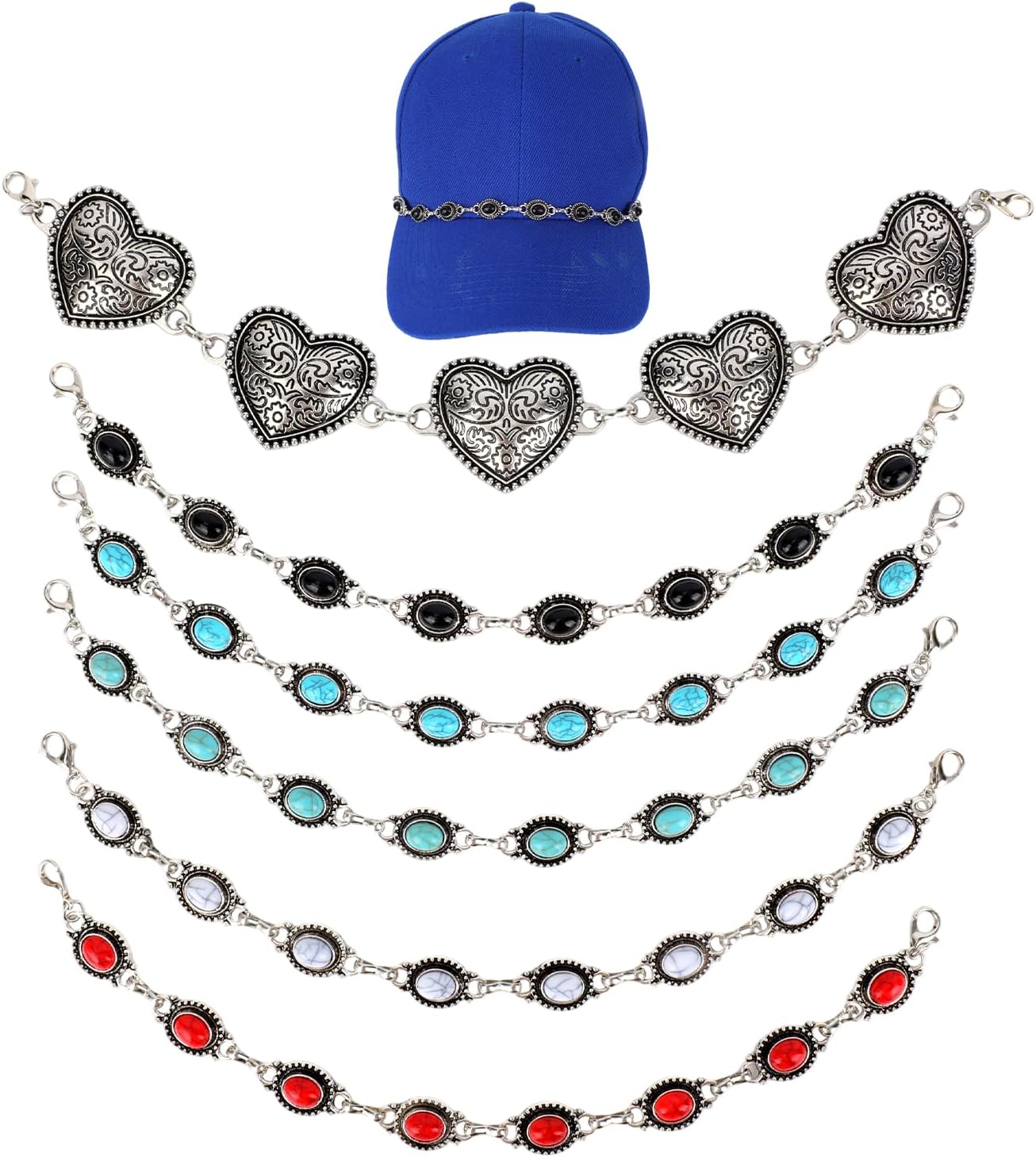 Amazon.com: 6pcs Trucker Hat Chains, Western Cowboy Hat Chain with ...