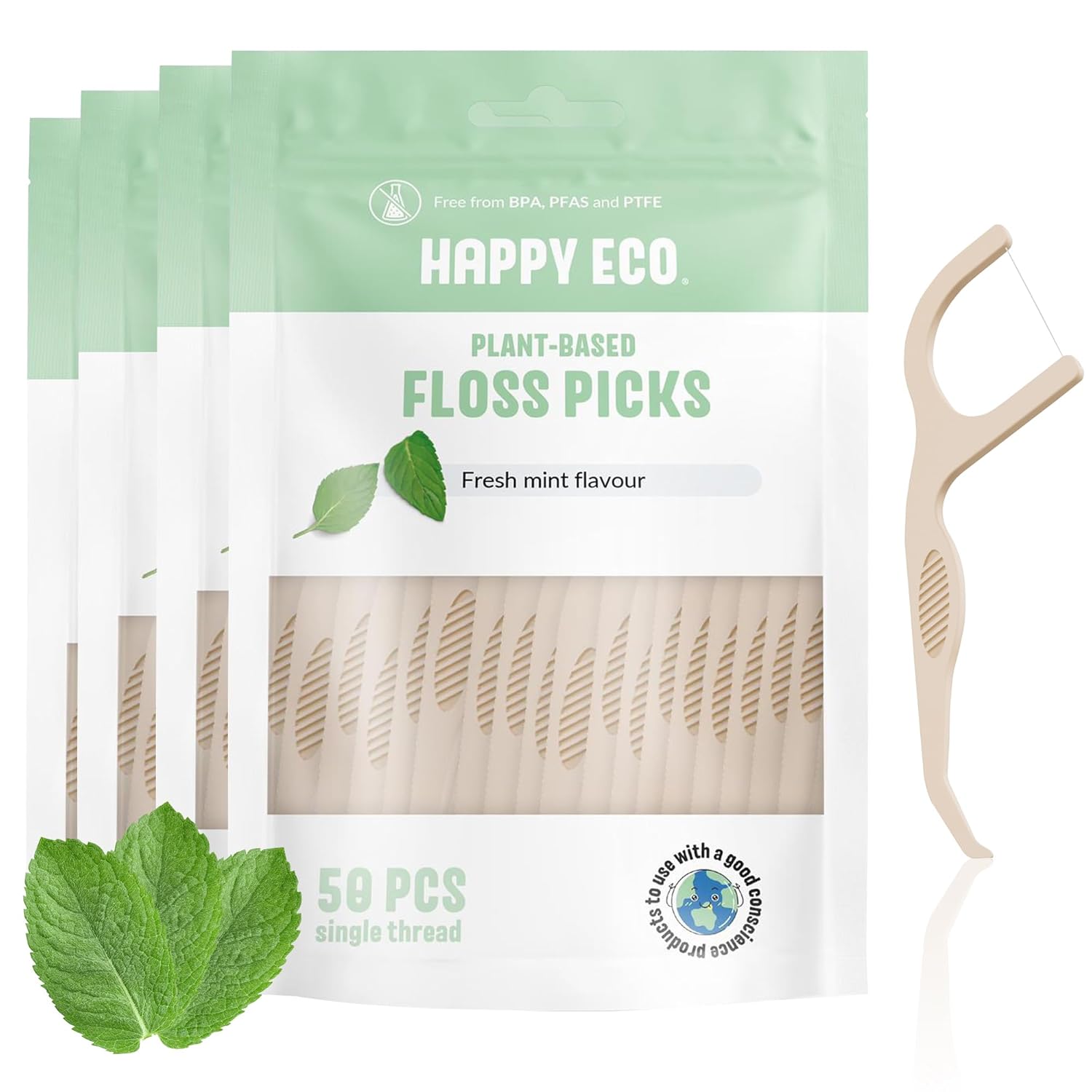 Amazon.com : Natural Dental Floss Picks (200) - Vegan, Sustainable ...