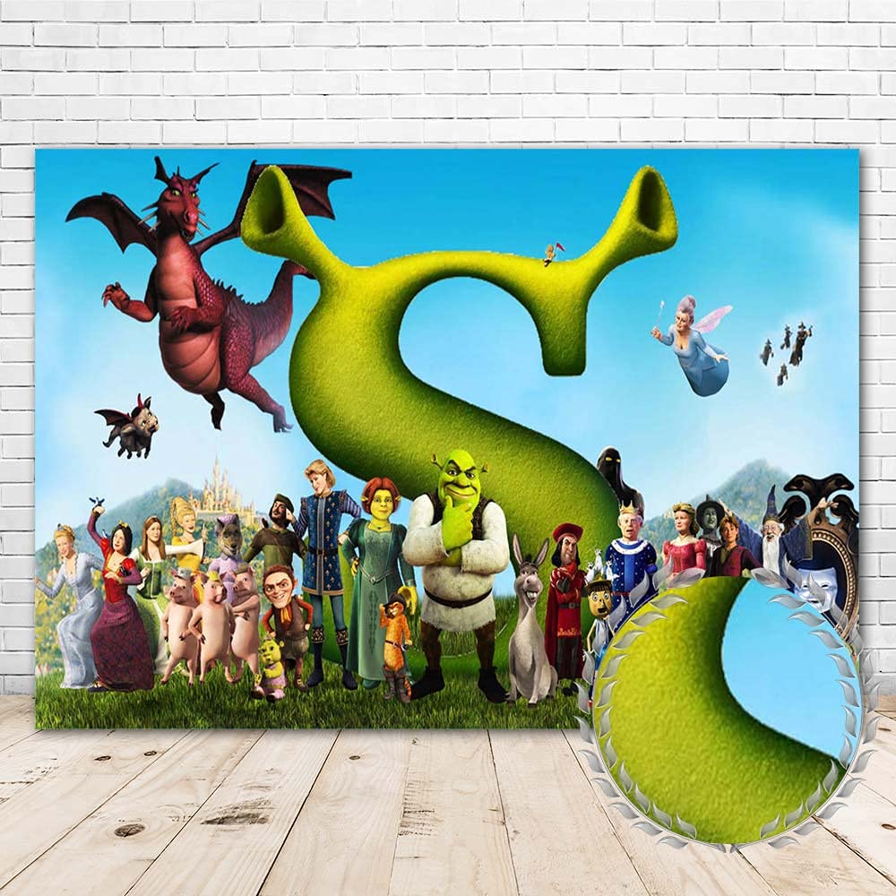 Buy Shrek Backdrop Happy Birthday 7x5 All Character Shrek Theme Party ...